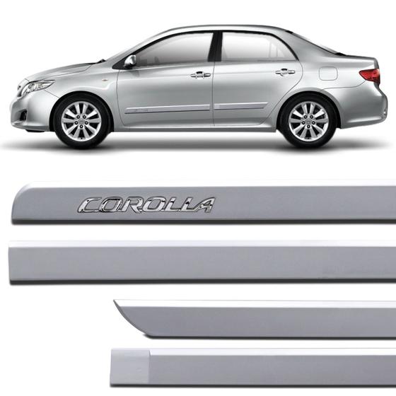Jogo de Friso Lateral Corolla 2002 a 2021 Prata Lunar Grafia Cromada ...