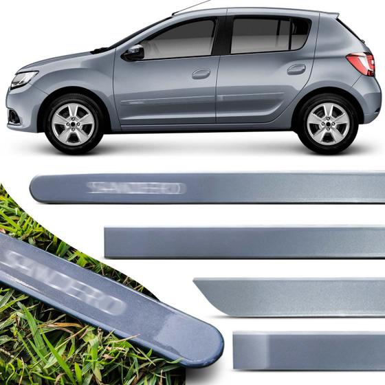 Jogo De Friso Lateral Sandero 2015 2016 2017 Cinza Acier Cor Original ...