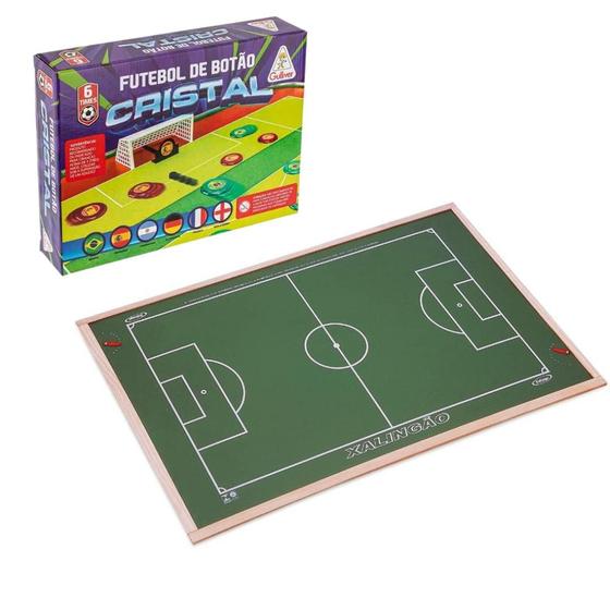 JOGO DE Futebol BOTÃO Cristal com 6 seleções e CAMPO para jogar ...