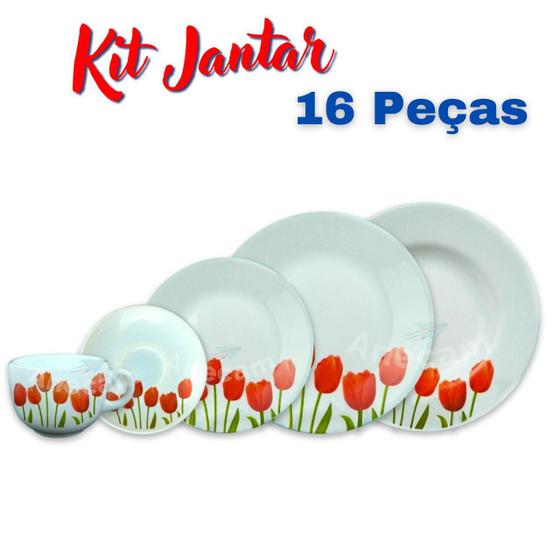 Jogo De Jantar 16 Peças Conjuntos De Pratos Para Cozinhas - Kit Jantar ...