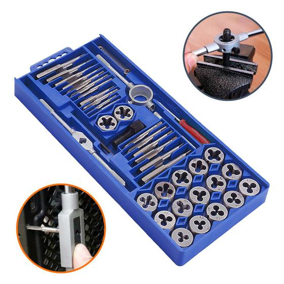 Jogo de macho e cossinete tarraxa kit 40 pc + pente de rosca - Western ...