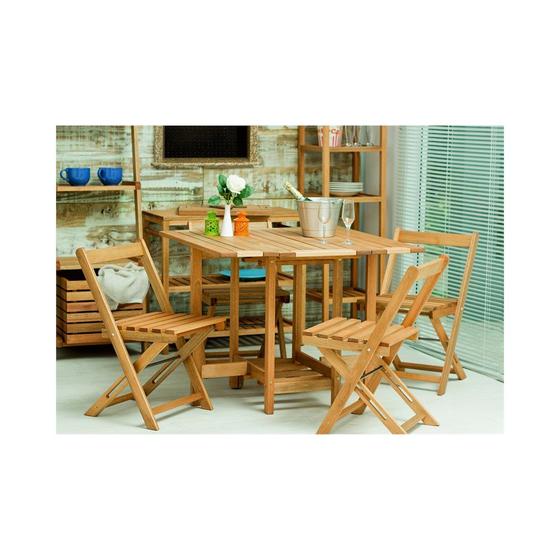 Jogo de Mesa com 4 Cadeiras Dobráveis 14 Bis Jatobá - Mão & Formão ...
