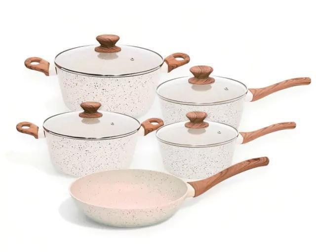 Jogo De Panela 5 Pcs Cerâmica Antiaderente Marmorizada - Oro Comercio ...