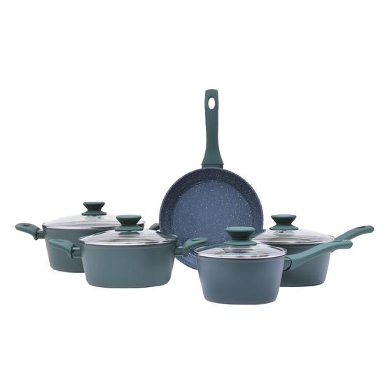 Jogo de Panelas 4mm Fundo Triplo Indução Cerâmica Antiaderente 5 Peças ...