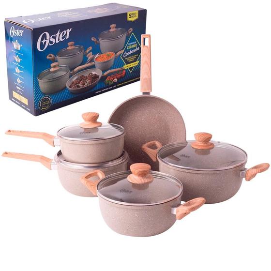 Jogo de Panelas 5 Peças Oster Cerâmica Marble Edition Antiaderente ...