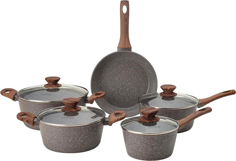Jogo De Panelas Aluminio Ceramico Antiaderente Fundo Triplo Indução ...