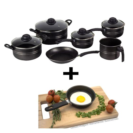 Jogo de Panelas Antiaderente 6 Peças Araflon + Frigideira Frita Ovo ...