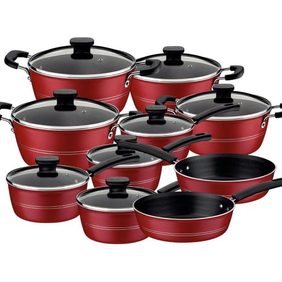 Jogo De Panelas Antiaderente Tramontina 10 Peças Vermelha - Jogo de ...