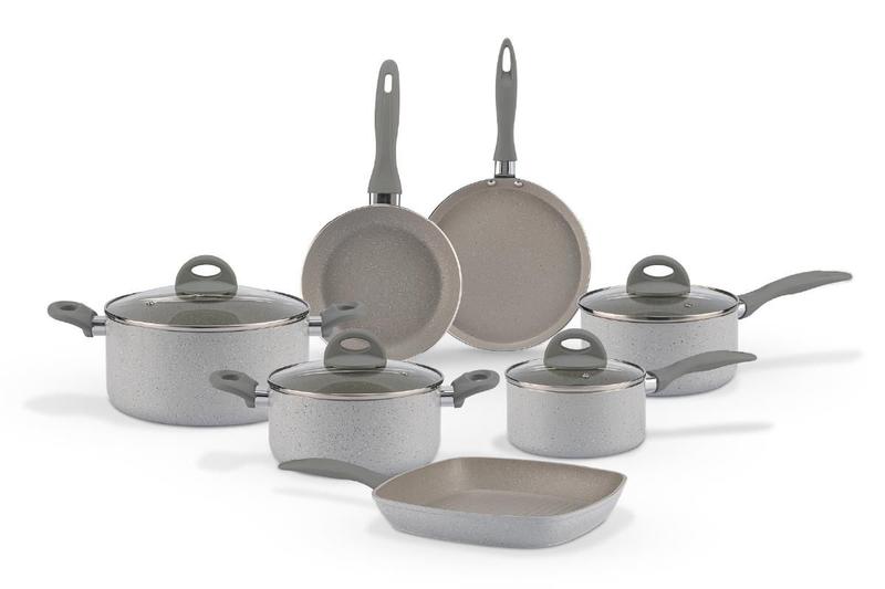 Jogo de Panelas Brinox Antiaderente Ceramic Life 7 Peças Marble Blend ...