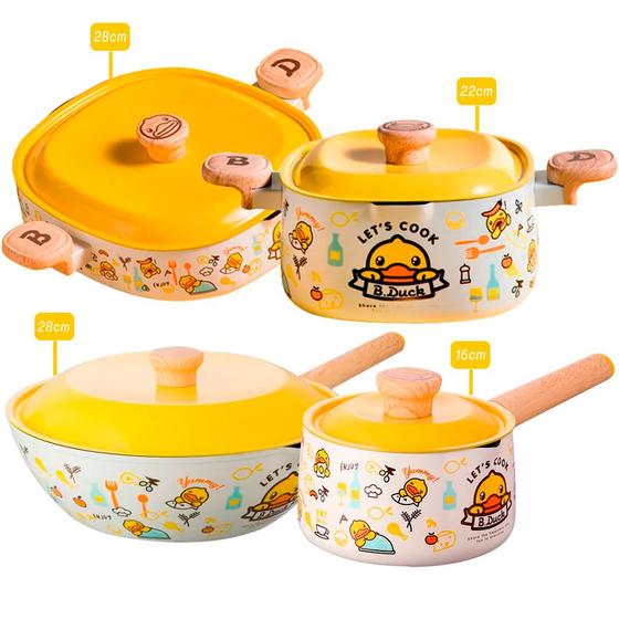 Jogo de Panelas Cerâmica Antiaderente B.Duck Amarelo 8 Peças - My Grace ...