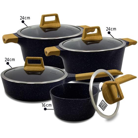 Jogo de Panelas Cerâmica Antiaderente Florença Azul 8 Peças - My Grace ...