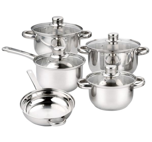 Jogo de Panelas Inox 5 Peças Wincy Frigideria Caçarola Panela com Tampa ...