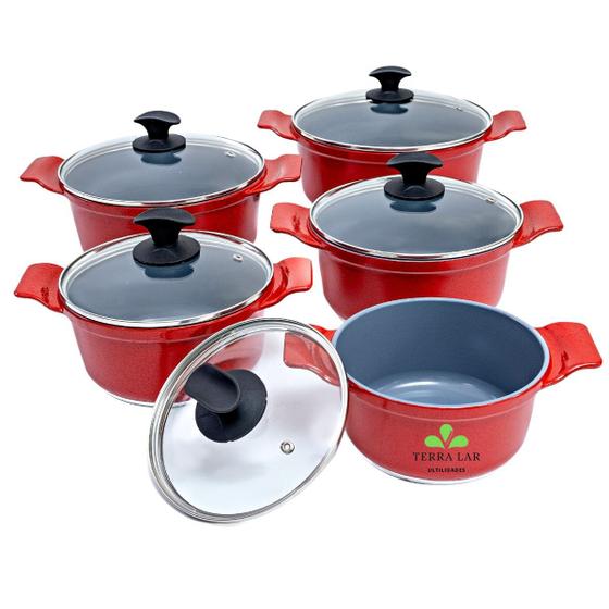 Jogo De Panelas Javali Alumínio Antiaderente Cerâmica 5 Pçs - Jogo de ...