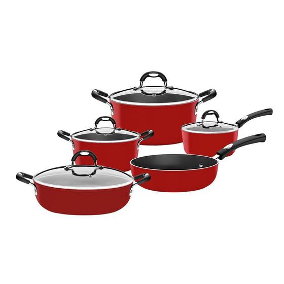 Jogo De Panelas Mônaco Tramontina 5 Peças Indução Vermelha - Jogo de ...