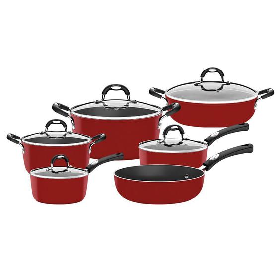 Jogo De Panelas Mônaco Tramontina 6 Peças Indução Vermelha - Jogo de ...