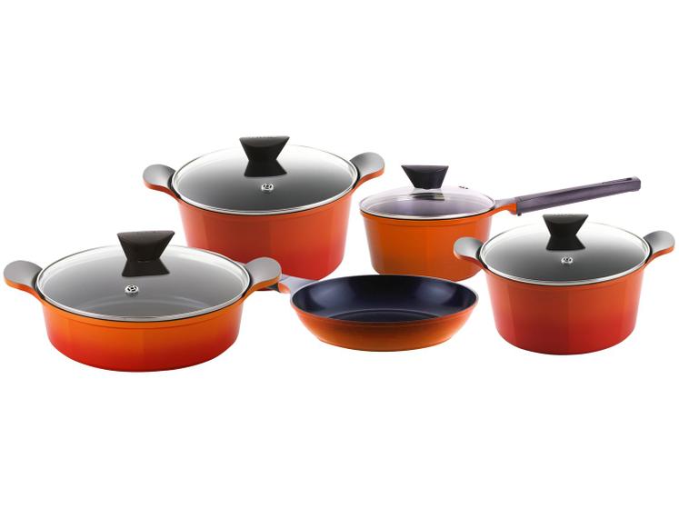 Jogo de Panelas Neoflam Revestimento Cerâmico de Alumínio Laranja 5 ...