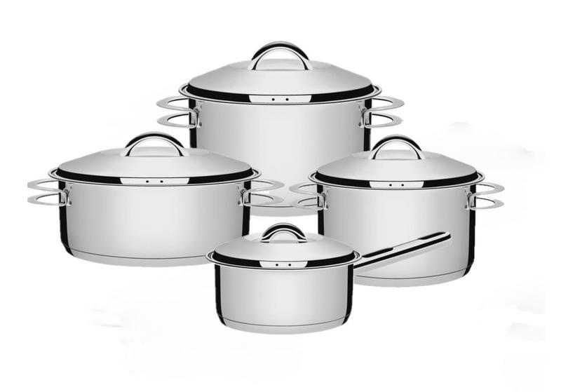 Jogo de Panelas Pequenas e Médias em Inox com Fundo Triplo 4 Peças ...