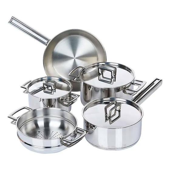 Jogo de Panelas Tramontina Brava Inox Fundo Triplo - 5 peças - Jogo de ...