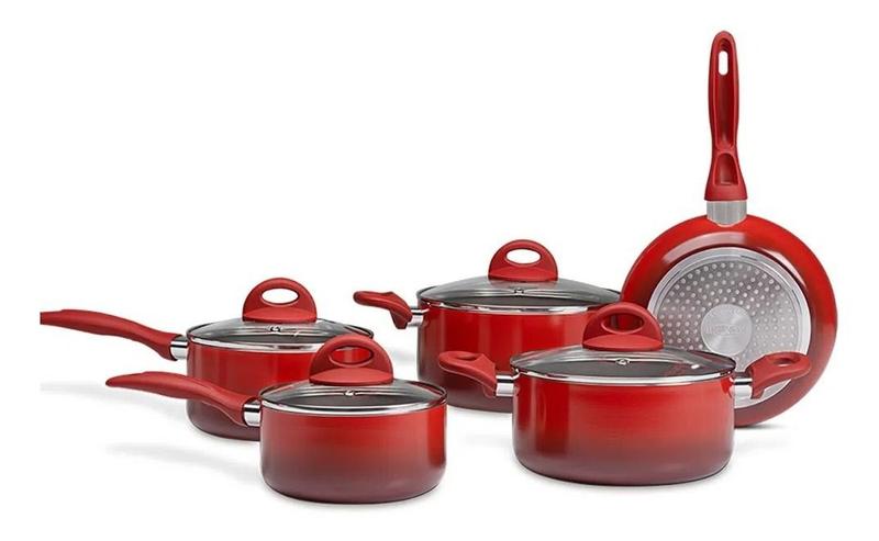 Jogo De Panelas Tramontina Mônaco Indução 5 Peças Vermelho - Brinox ...