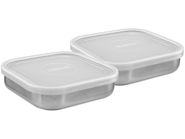 Jogo de Potes de Inox Tramontina com Tampa - Quadrado 800ml Freezinox 2 ...