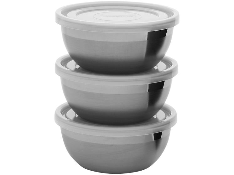 Jogo de Potes de Inox Tramontina com Tampa - Redondo 800ml Freezinox 3 ...
