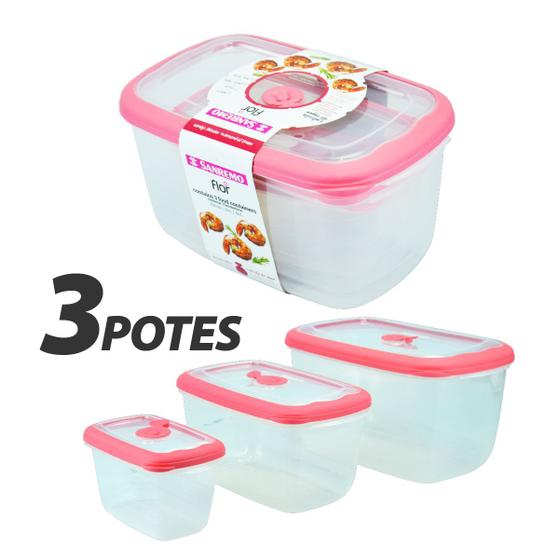 Jogo De Potes Plástico Hermético P/ Frutas Vegetais Sanremo - Pote ...