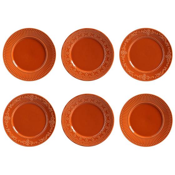 Jogo de Pratos Rasos Porto Brasil Roma-Acanthus-Madeleine 6 Unidades ...