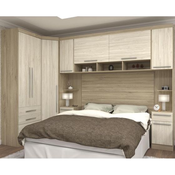 Jogo de Quarto Casal Modulado 007 Master Avelã Rústico/Ártico Rústico ...