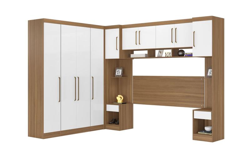 Jogo De Quarto Casal Modulado 10 Portas 2 Gavetas Nichos Composição 1 ...