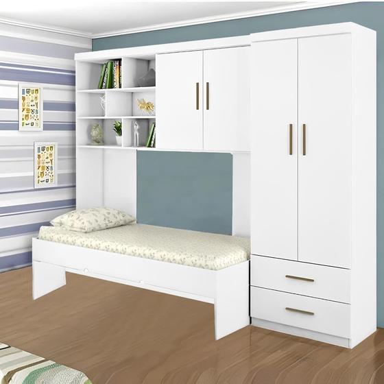 Jogo de Quarto Chiara 3 Peças - Roupeiro 2 portas, Módulo Aéreo e Cama ...