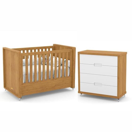 Jogo de Quarto Infantil Tutto New com Berço e Cômoda 4 Gavetas Freijó ...