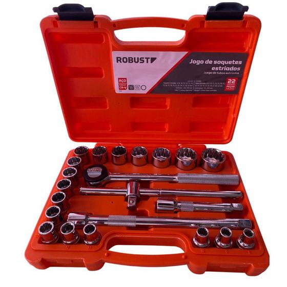 Jogo de Soquete Estriado Encaixe de 1/2" 8 a 32mm Gedore Solid Robust ...