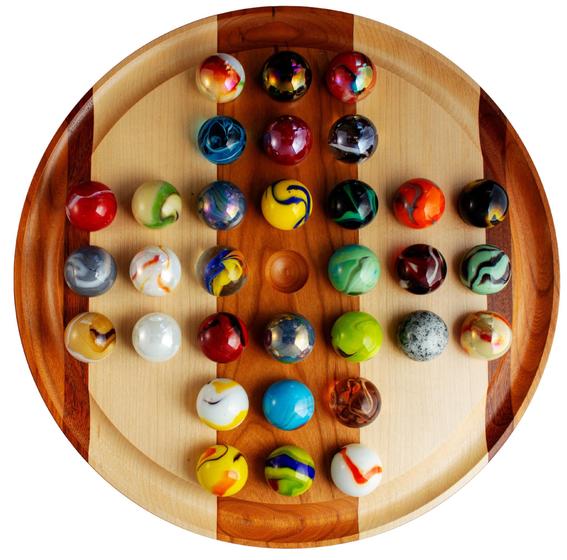 Jogo de tabuleiro Marble Solitaire Marble Board Games feito à mão 16" - MarbleBoardGames - Deck ...