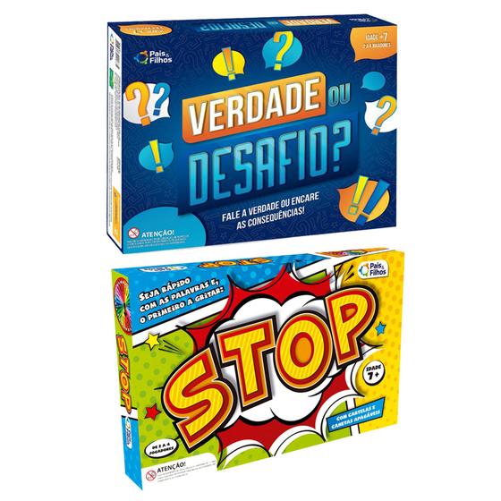 Jogo de Tabuleiro Stop + Verdade ou Desafio Perguntas e Respostas ...