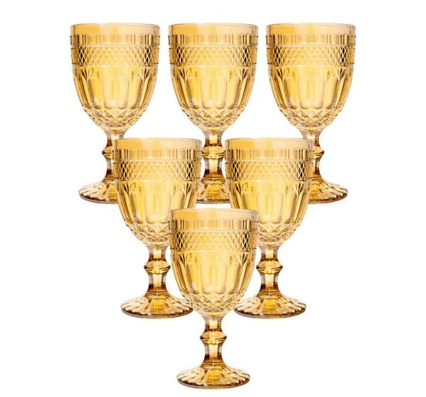 Jogo de Taças Barroco em Vidro Furta Cor Âmbar 6 Peças 360ml ...