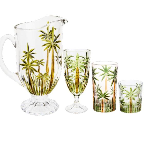 Jogo De Taças, Copos E Jarras Wolff Cristal Palm Tree-19Pçs - Taças ...