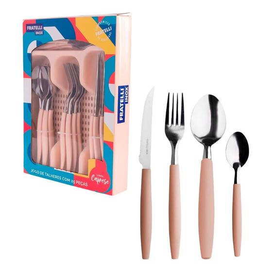 Jogo De Talheres Com 25 Peças Inox Bege Fratelli - Euroquadros ...