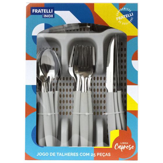 Jogo de Talheres Inox Com Gaveteiro Divisoria Conjunto Faqueiro Cinza ...