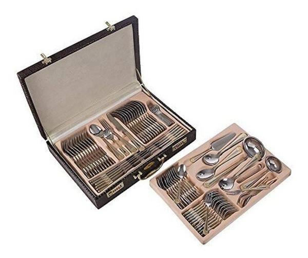 Jogo De Talheres Inox Luxo 84 Peças Dourado - Dusseldorf - Faqueiro ...