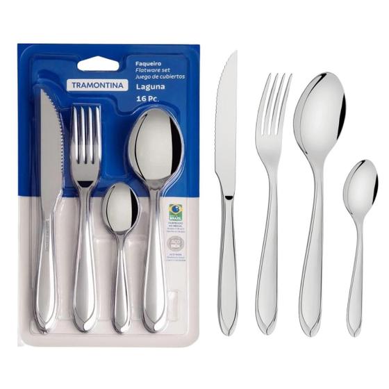 Jogo De Talheres Laguna Tramontina 32 Peças Faqueiro Luxo Aço Inox ...