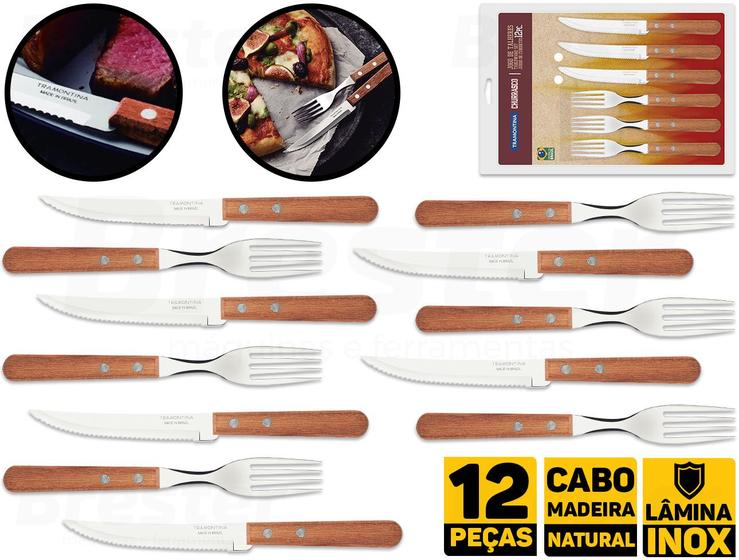 Jogo De Talheres Tramontina Inox Faca Garfo Churrasco 12 Pçs 23498065 ...