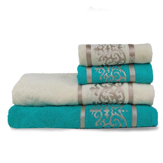 Jogo De Toalha 4 Peças Premium Dubai Verde / Pérola Mafratex - Jogo de ...