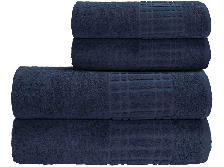 Jogo de Toalhas de Banho e Rosto Camesa 100% Algodão Loft Marinho 4 ...