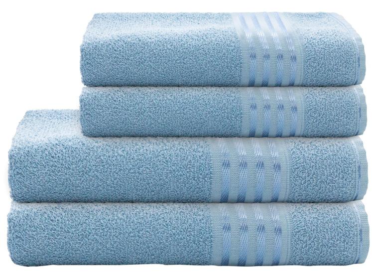 Jogo de Toalhas de Banho e Rosto Camesa Decor Azul 4 Peças - Jogo de ...