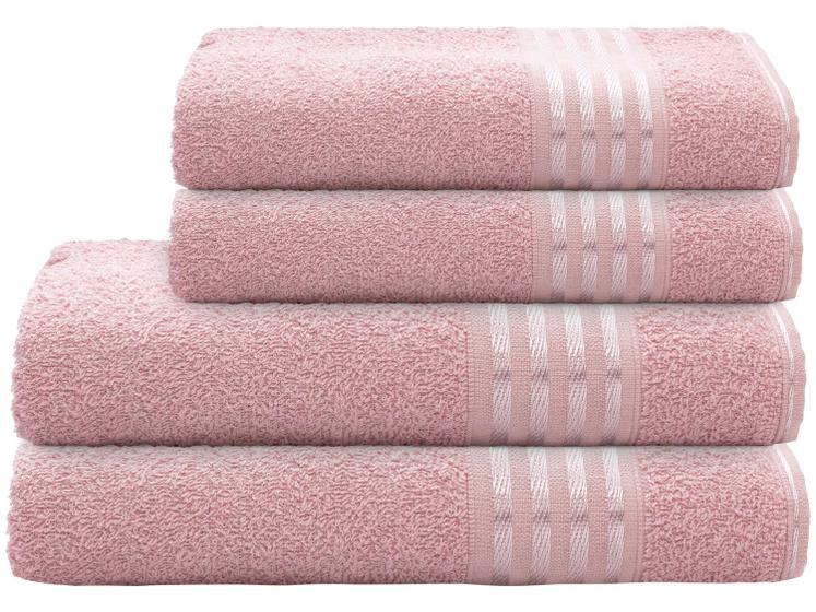 Jogo de Toalhas de Banho e Rosto Camesa Decor Rosa 4 Peças - Jogo de ...