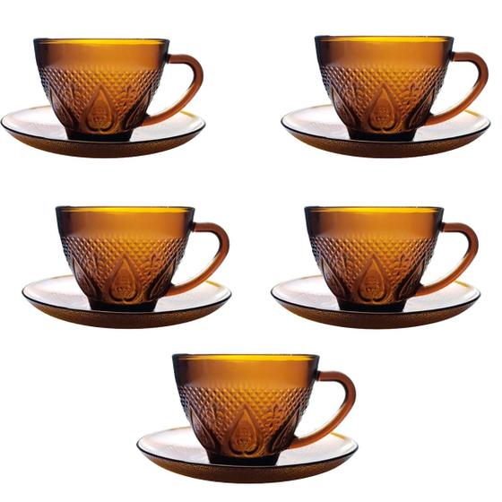 Jogo De Xícara De Chá Com Pires Amber 200ml Vidro 12pçs - 123 Útil ...