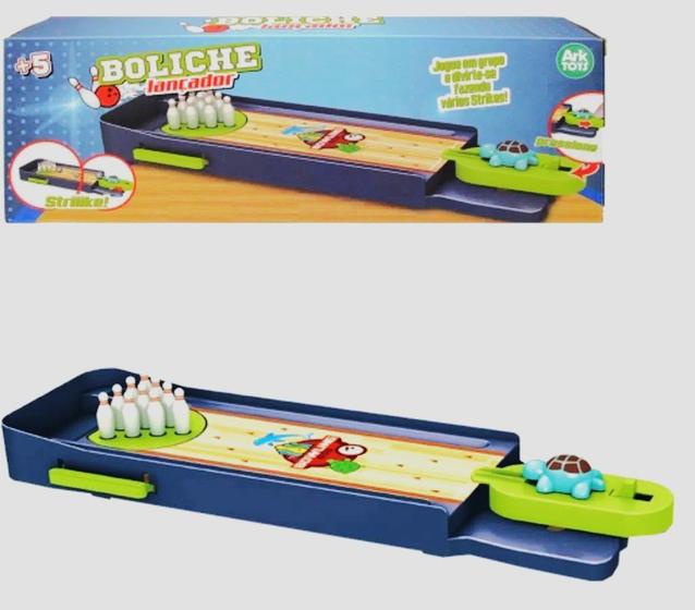Jogo Divertido Infantil Mini Boliche de Mesa Com Lançador - Ark Toys ...