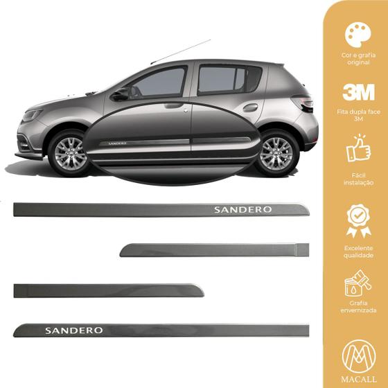 Jogo Friso Slim Lateral Renault Sandero Original com Grafia Cores ...