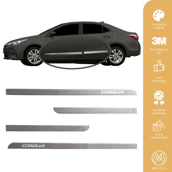 Jogo Friso Slim Lateral Toyota Corolla Original com Grafia Cores ...