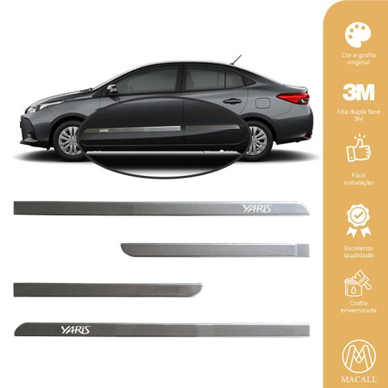 Jogo Friso Slim Lateral Toyota Yaris Hatch Sedan Original com Grafia ...